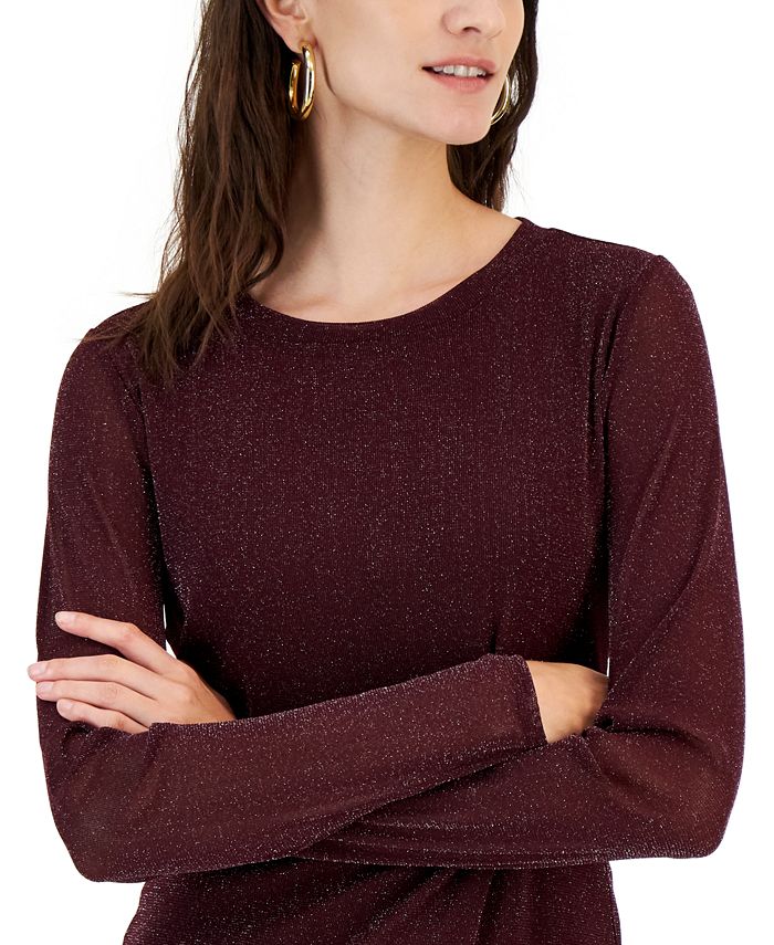 INC International Concepts Women's Shimmering Mesh Top, Created for ...