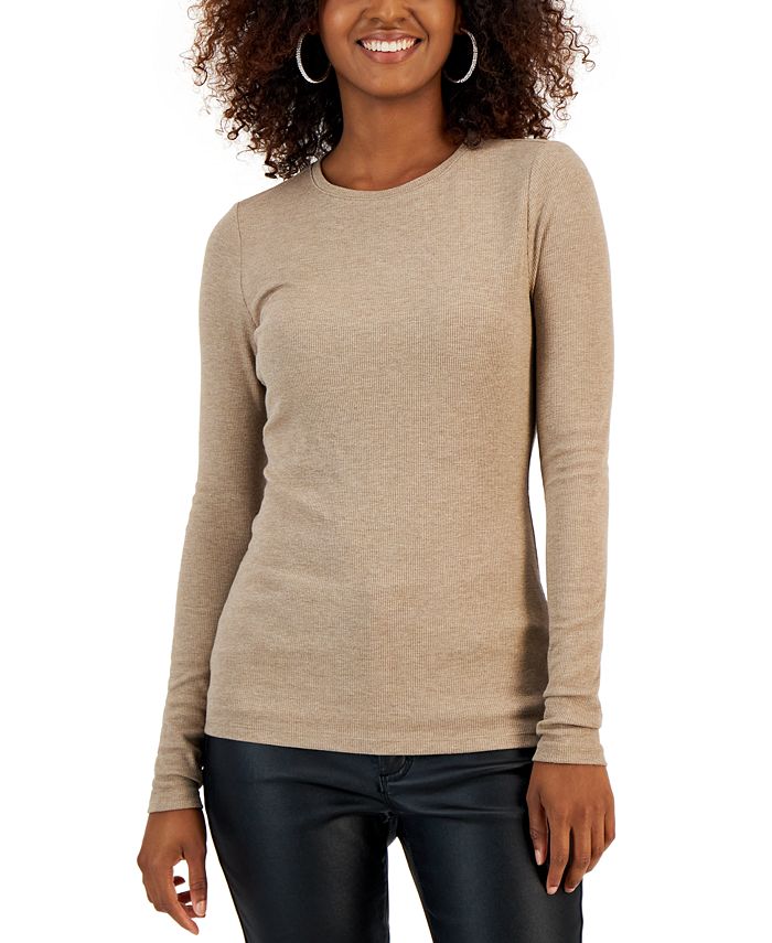 I.N.C. International Concepts Women's Ribbed Heather Top, Created for ...