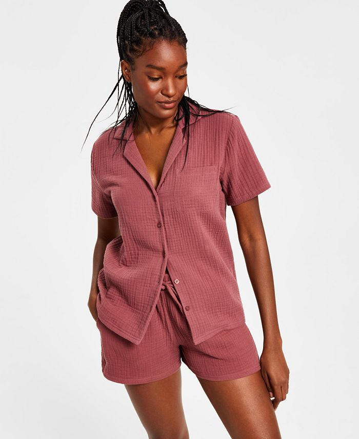Jenni Women's Cotton Gauze Shorts Pajama Set, Created for Macy's ...