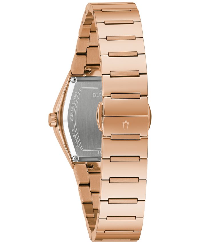 Bulova Women's Modern Gemini Diamond Accent Rose Gold-Tone Stainless ...