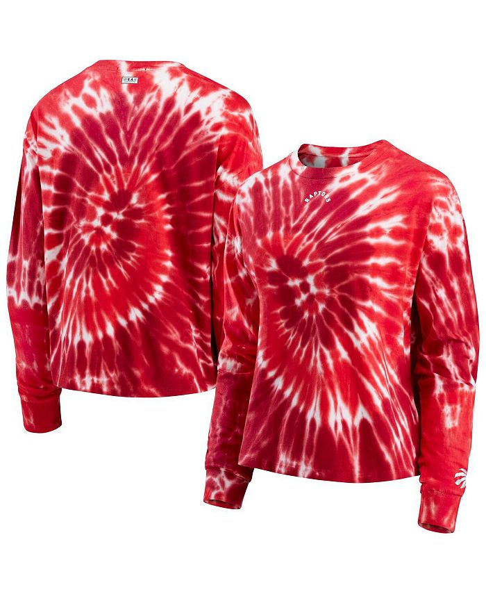 WEAR by Erin Andrews Women's Red Toronto Raptors Tie-Dye Long Sleeve T ...