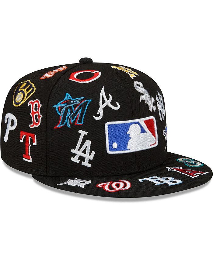 New Era Men's Black MLB Allover Team Logo 59FIFTY Fitted Hat - Macy's