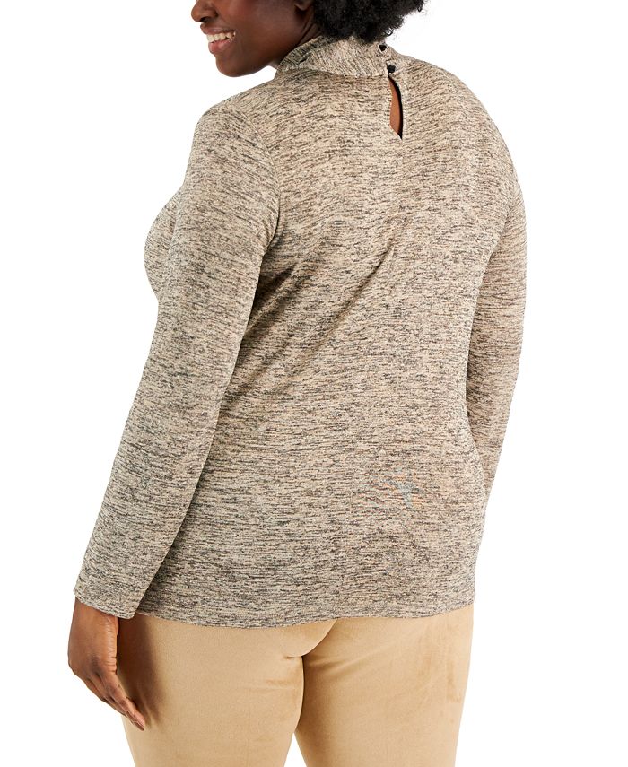 Anne Klein Glitter Marled Twist-Neck Top & Reviews - Tops - Plus Sizes ...