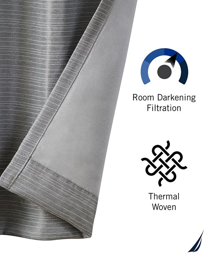Nautica Robin Thermal Woven Room Darkening Back Tab Window Curtain ...