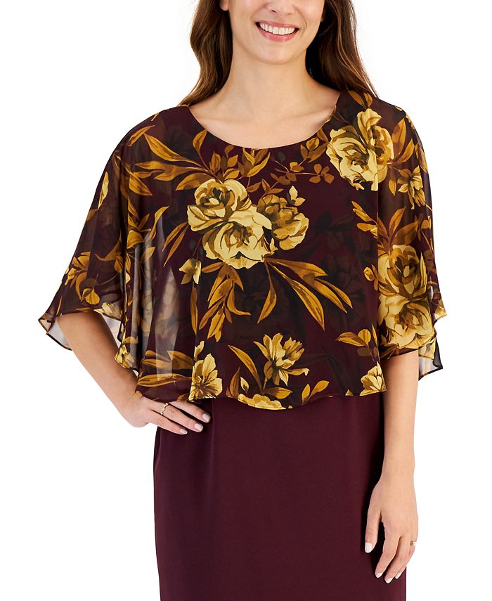 Connected Petite Printed-Popover Sheath Dress - Macy's