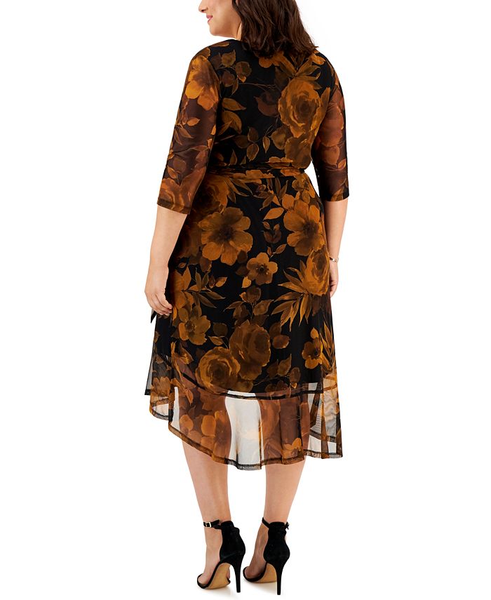Connected Plus Size Floral Print Faux Wrap Dress Macys