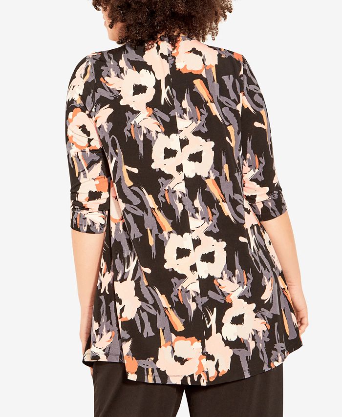 Avenue Plus Size Cut Out Print Tunic Top & Reviews - Tops - Plus Sizes ...