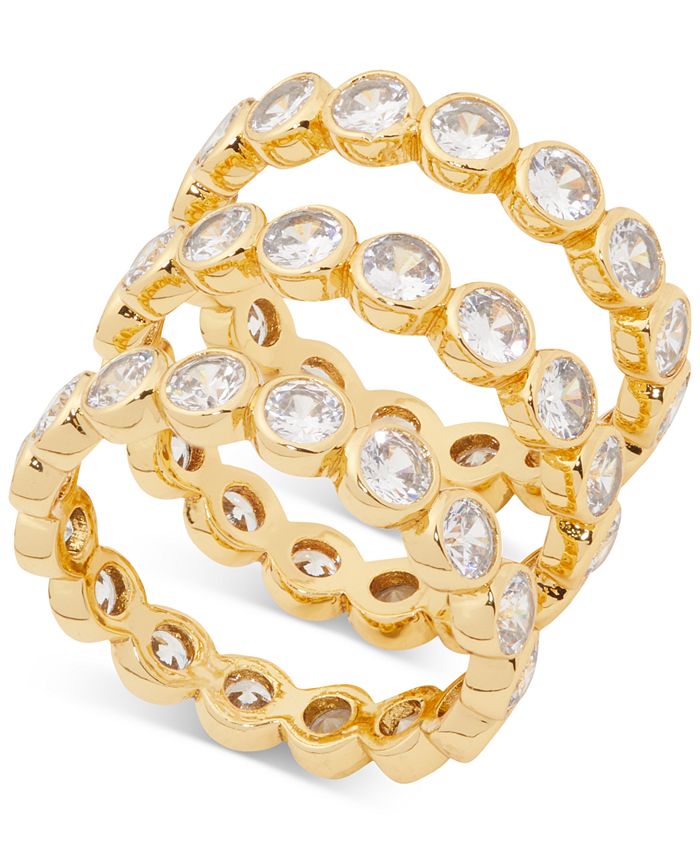 kate spade new york Gold-Tone 3-Pc. Set Pavé Stack Rings - Macy's