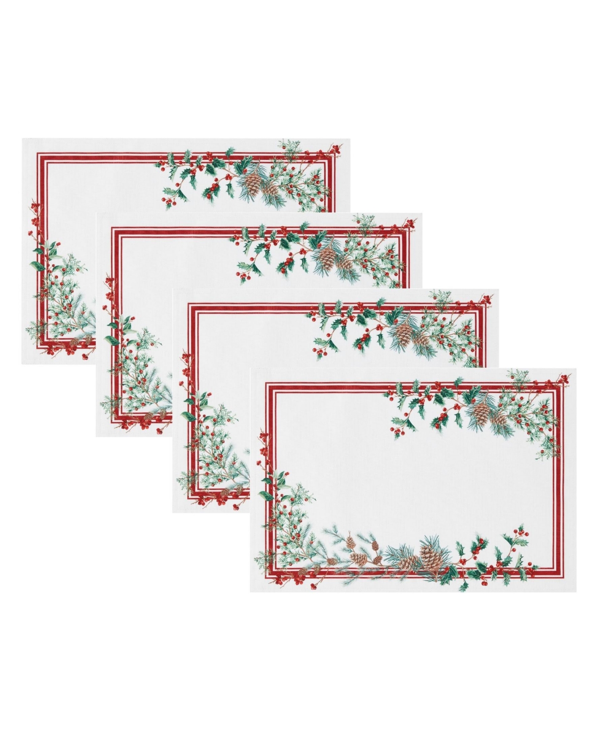Click here for Elrene Winter Holiday Berry Fabric 4 Piece Placema... prices