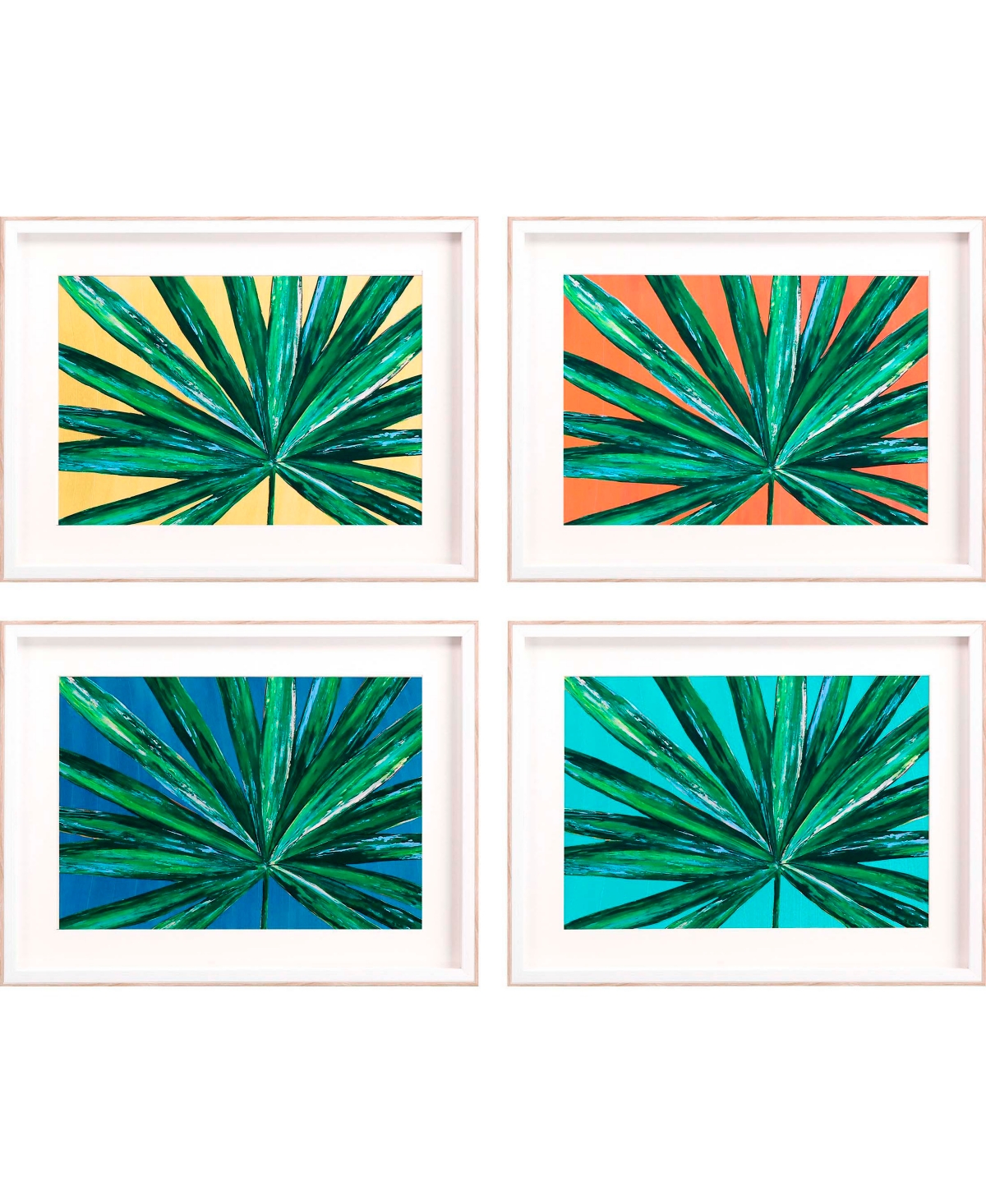 Paragon Picture Gallery Tropical Palms Wall Art Set, 4 Piece In Yellow ...