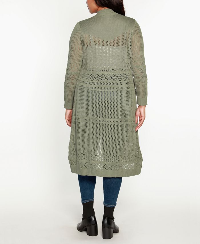 Belldini Plus Size Pointelle-Stitch Duster Cardigan - Macy's
