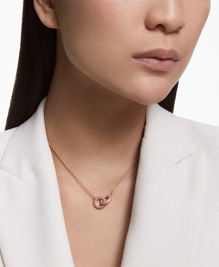 Swarovski Pavé Linked Circle Pendant Necklace, 14-7/8" + 2" extender ...