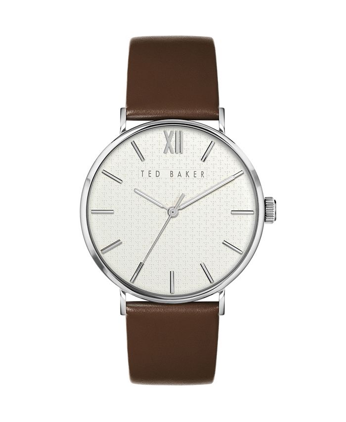Ted Baker Men's Phylipa Brown Leather Strap Watch 43mm - Macy's