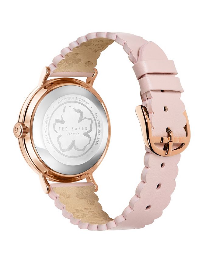 Ted Baker Women's Phylipa Retro Pink Leather Strap Watch 37mm - Macy's