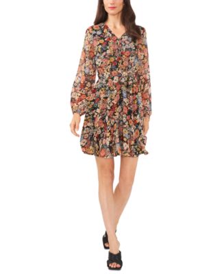 MSK Petite Floral-Print Button-Front Dress - Macy's