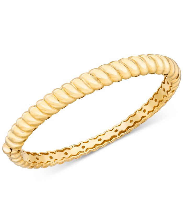 Italian Gold Polished Croissant Twist Bangle Bracelet in 14k Gold ...