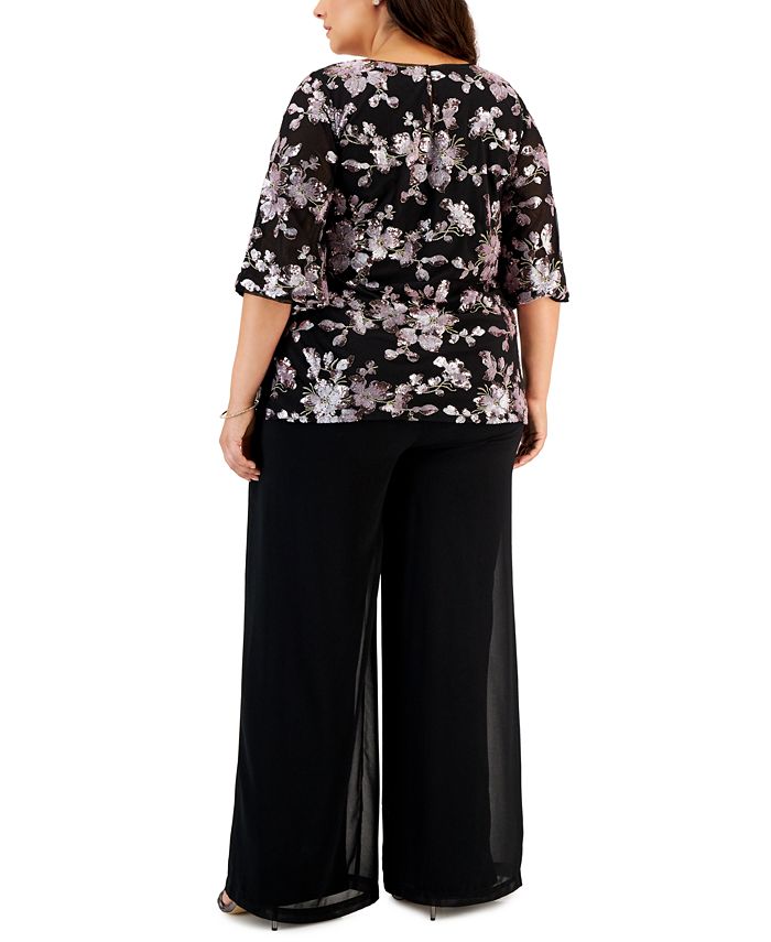 Alex Evenings Plus Size Floral-Sequined Top - Macy's