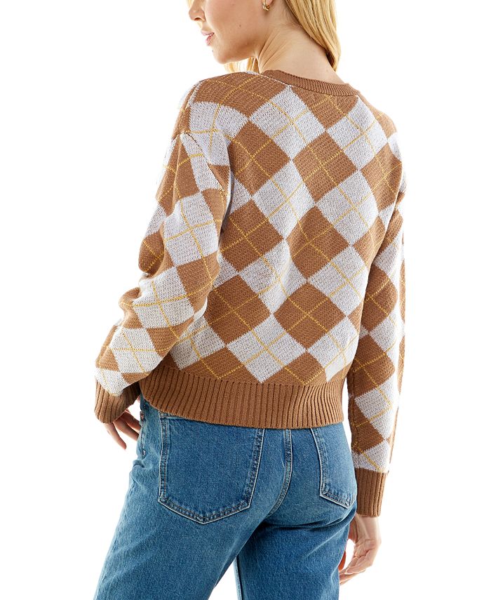 Ultra Flirt Juniors' Argyle Button-Front Cardigan Sweater - Macy's