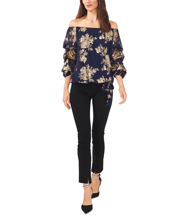 MSK Women's Floral-Print Off-The-Shoulder Top - Macy's