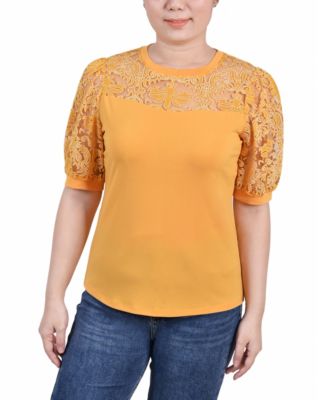 Women's Missy Puff Lace-Sleeve Top - Macy's