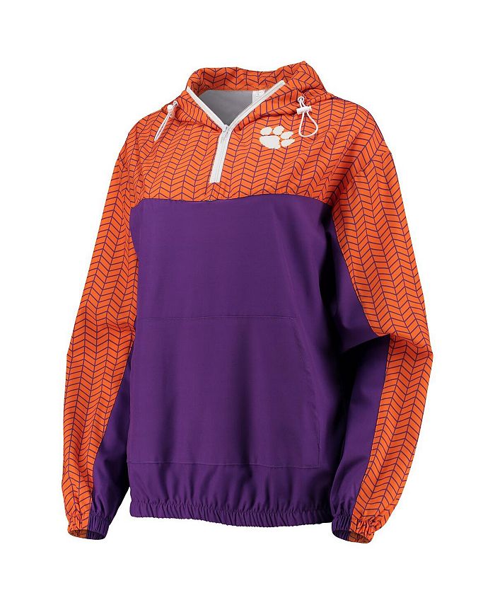 ZooZatz Women's Purple Clemson Tigers Chevron Swishy Quarter-Zip Hoodie ...