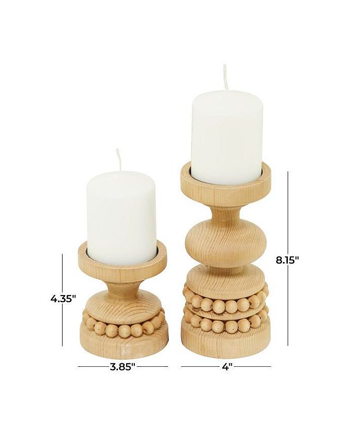 Novogratz Collection Wood Traditional 2 Piece Beaded Candle Holder Set ...
