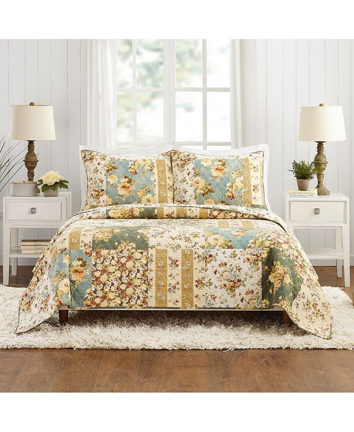 Modern Heirloom Floral Patch 3 Piece Quilt Set, King - Macy's