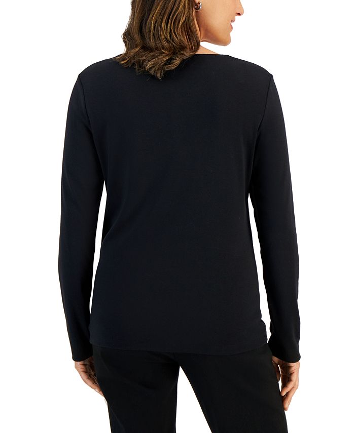 Karen Scott Women's Long-Sleeve Snowy Tree Top, Created for Macy's ...