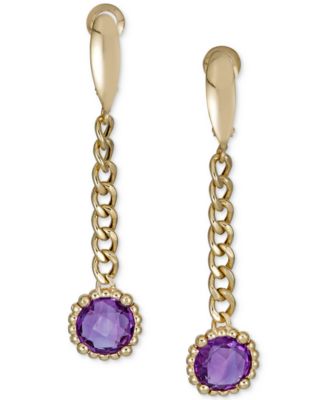 Amethyst Curb Link Chain Drop Earrings 4 ct. t.w. in 14k Gold Plated Sterling Silver