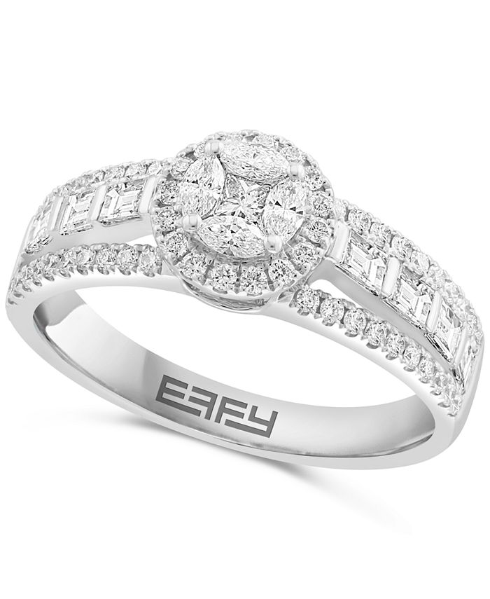 EFFY Collection EFFY® Diamond Round Halo Cluster Ring (7/8 ct. t.w.) in ...