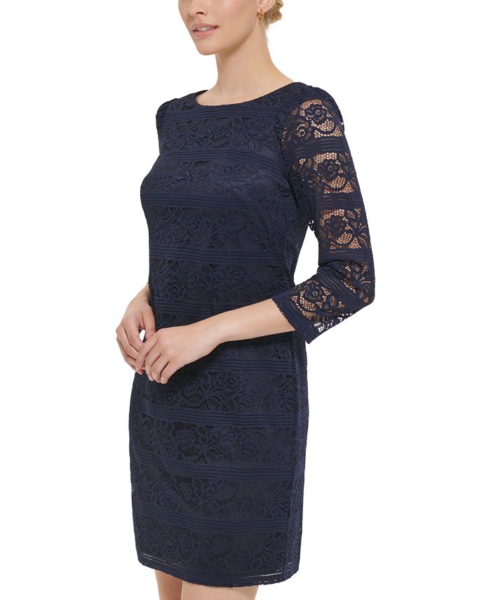 Jessica Howard Petite Lace 3/4-Sleeve Sheath Dress - Macy's