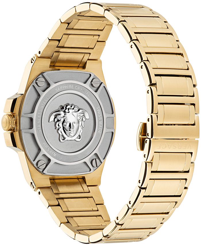 Versace Men's Swiss Greca Reaction Gold-Tone Stainless Steel Bracelet ...