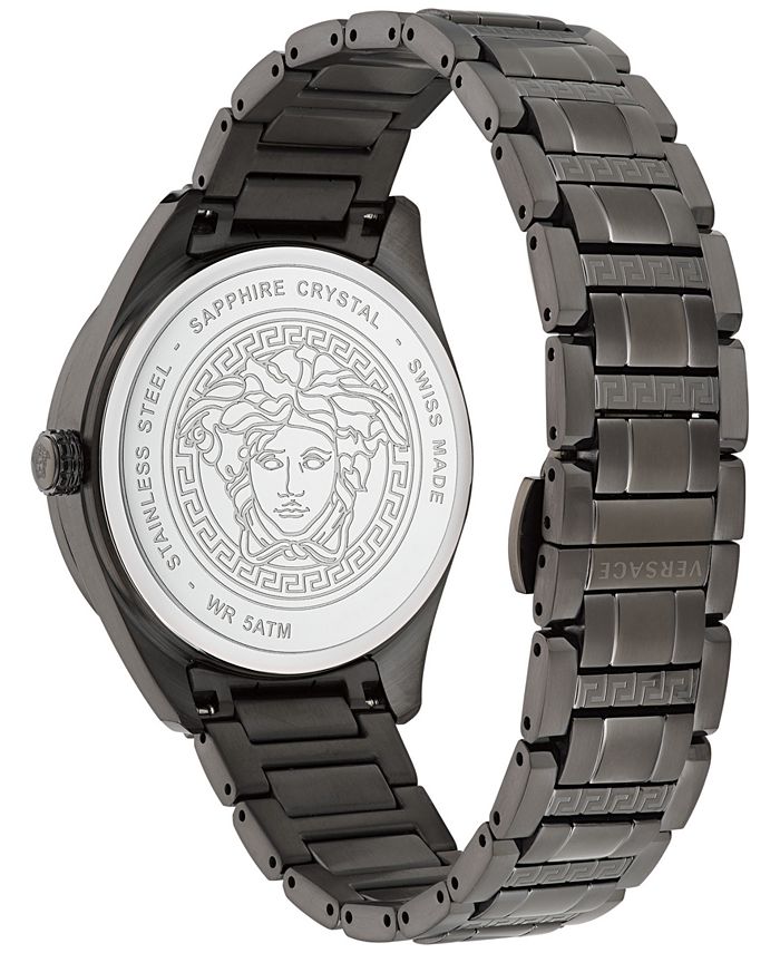 Versace Men's Swiss V-Vertical Gunmetal-Tone Stainless Steel Bracelet ...