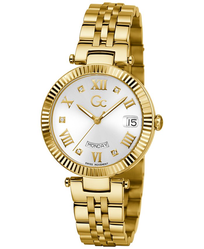 GUESS Gc Flair Women's Swiss Gold-Tone Stainless Steel Bracelet Watch ...
