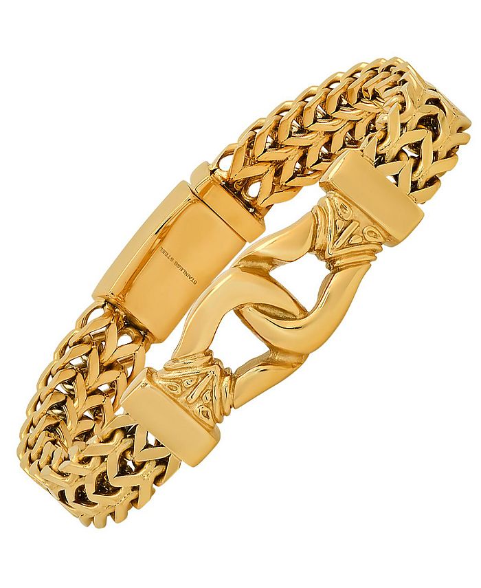STEELTIME Double Row Wheat Chain Accent Buckle Bracelet - Macy's