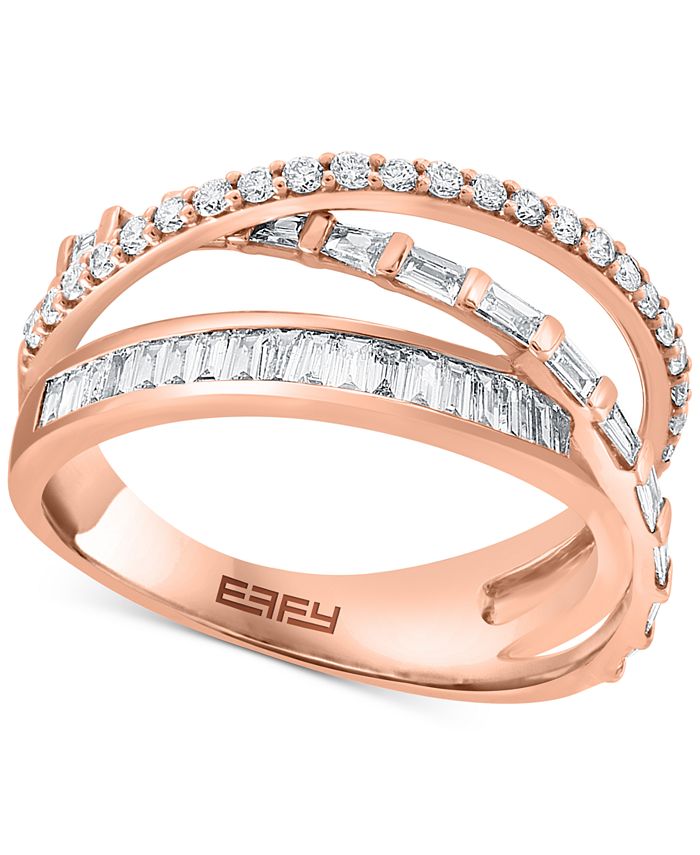 EFFY Collection EFFY® Diamond Baguette & Round Crossover Statement Ring ...