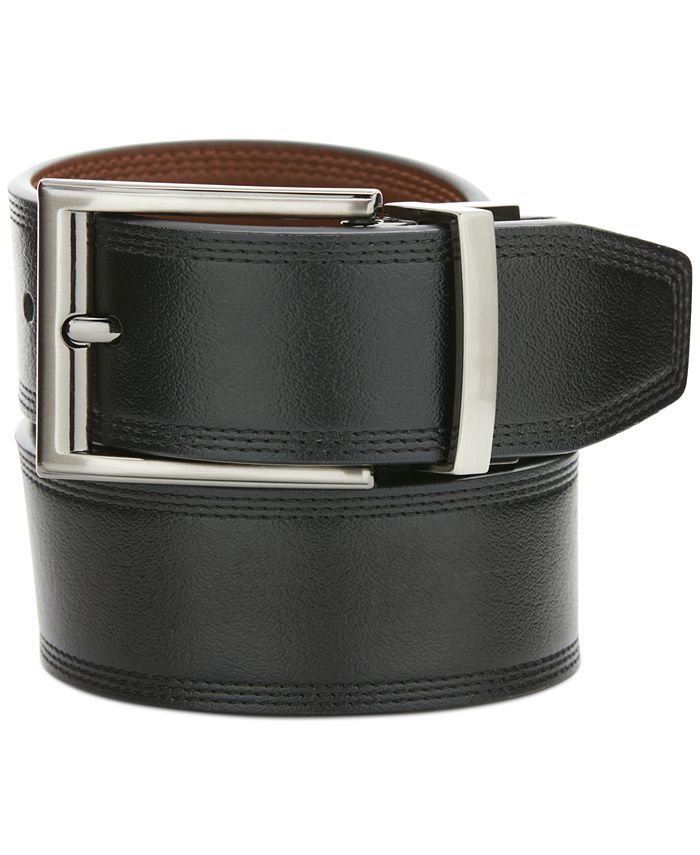 Perry Ellis Portfolio Men's Leather Casual Swivel Buckle Dress Belt ...