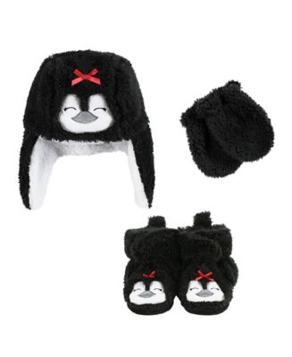Hudson Baby Baby Girls Trapper Hat, Mittens and Booties, 3-Piece Set ...