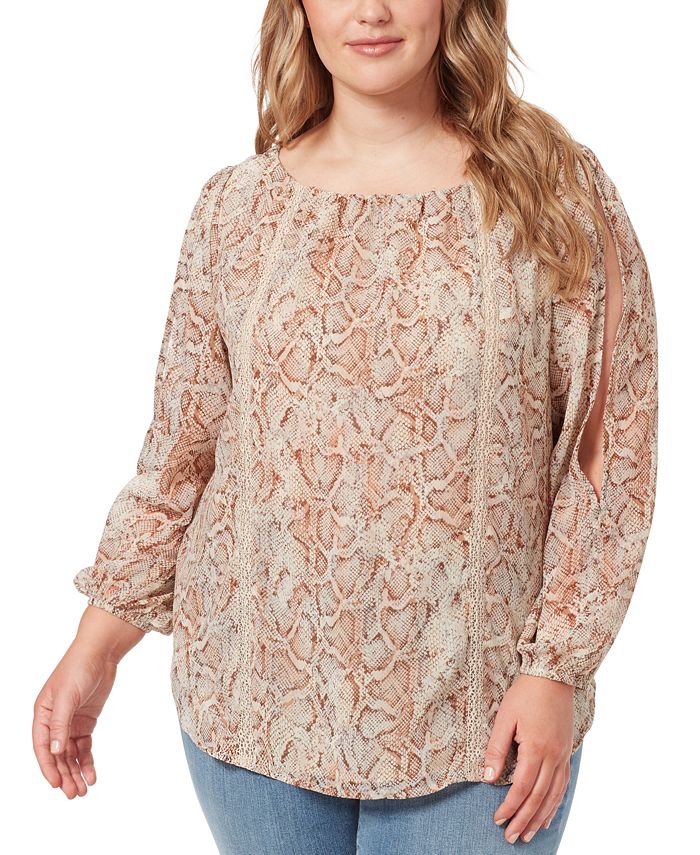 Jessica Simpson Plus Size Caroline Printed Boat-Neck Blouse - Macy's