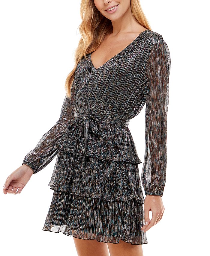 City Studios Juniors' Metallic Tiered Dress - Macy's