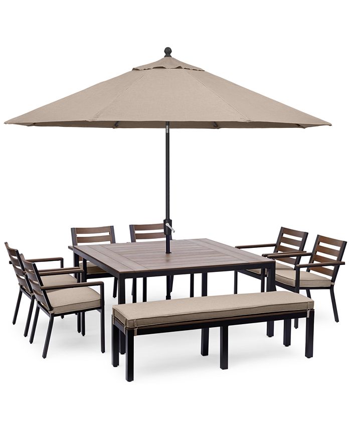 Agio Stockholm Outdoor Aluminum 8-Pc. Dining Set (61" Square Dining ...