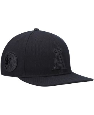 Men's Pro Standard Black Los Angeles Angels Triple Black Wool Snapback ...