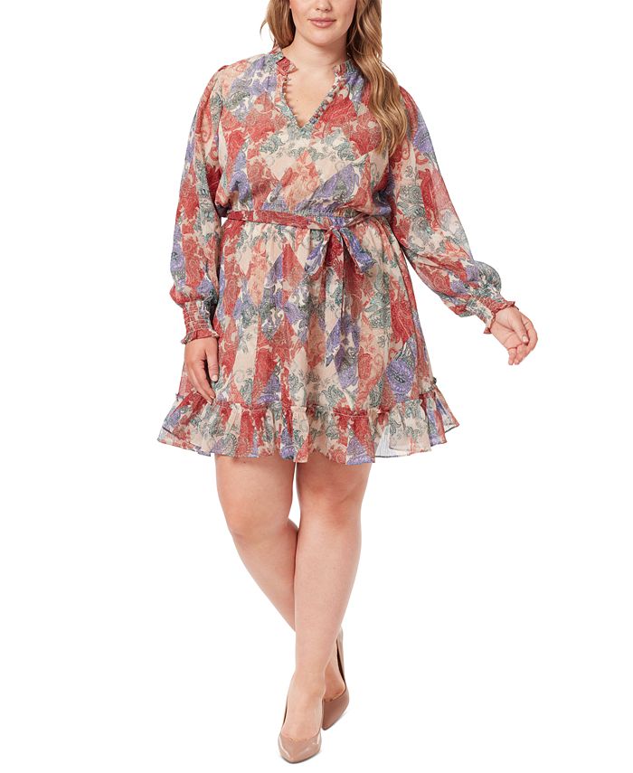 Jessica Simpson Trendy Plus Size Zephyr Printed Mini Dress - Macy's