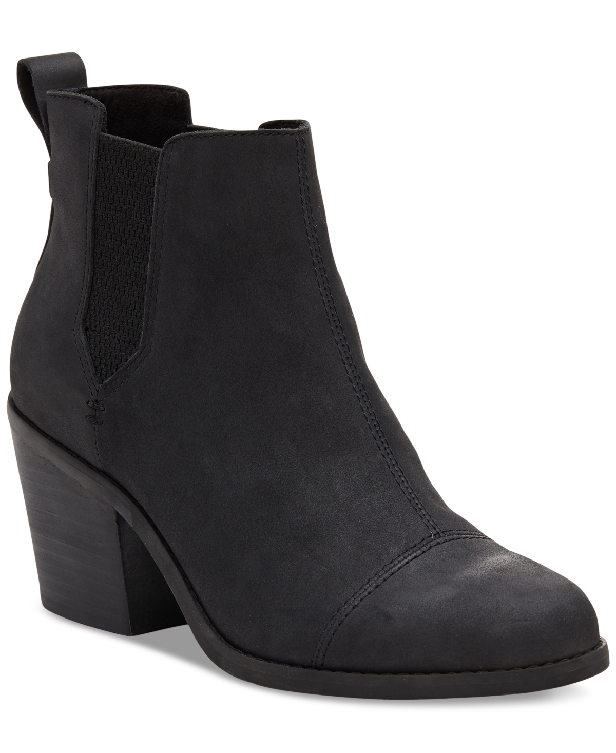 Click here for Toms Womens Everly Block-Heel Booties - Black Oile... prices