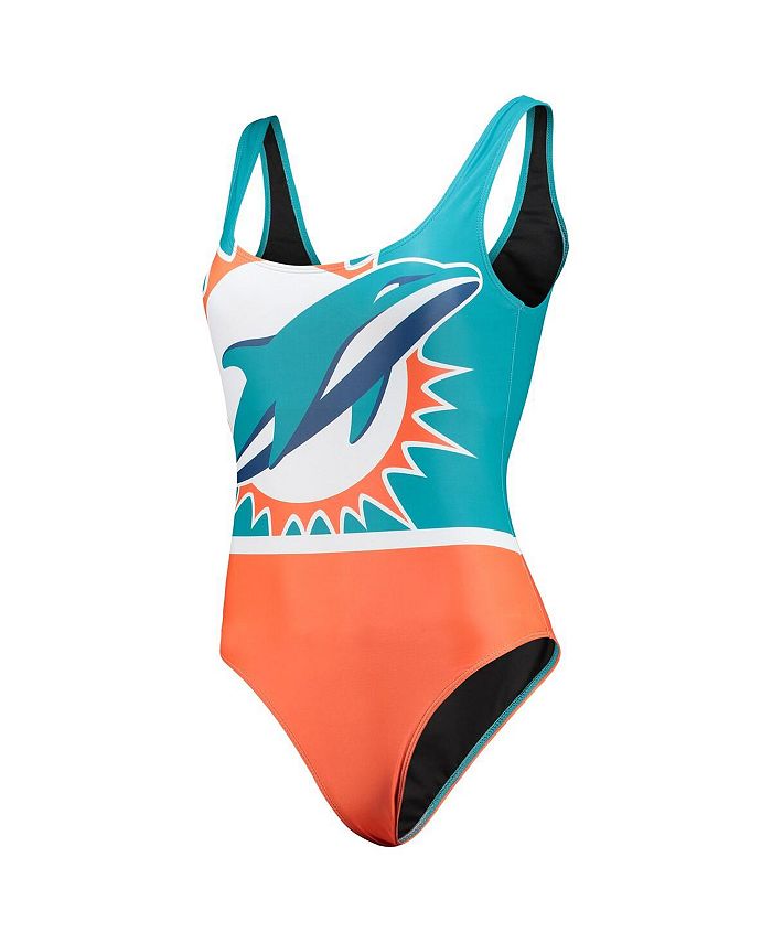 FOCO Women's Aqua Miami Dolphins Team One-Piece Swimsuit - Macy's