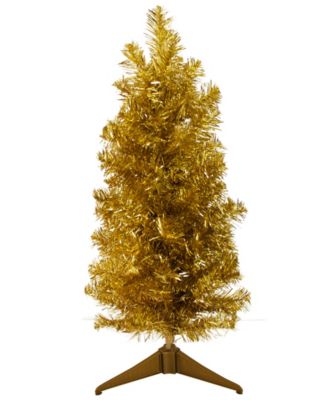 Perfect Holiday Gold-Tone Tabletop Pencil Tree with Plastic Stand, 2 ...