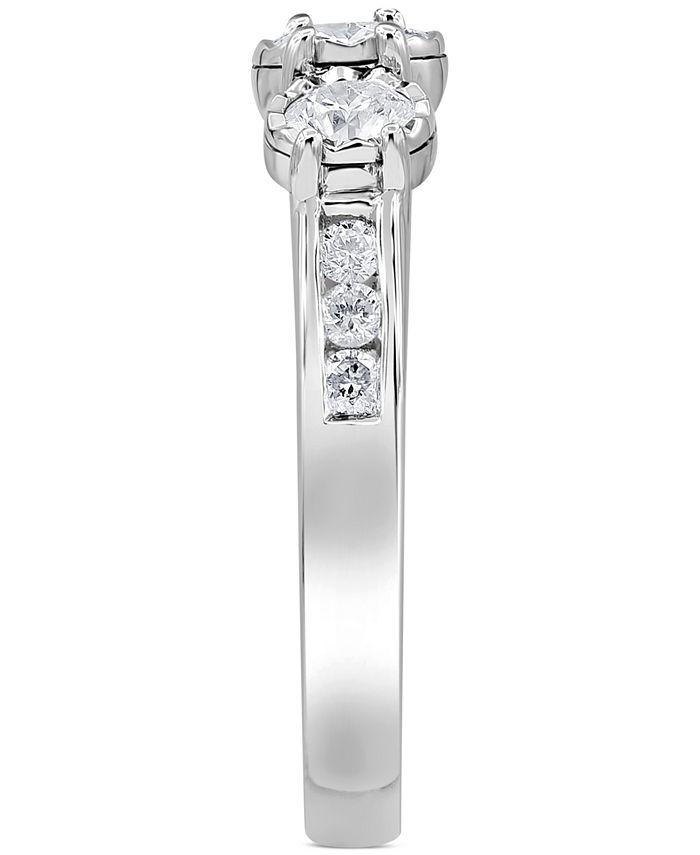 Macy's Diamond Three Stone Channel-Set Ring (1 ct. t.w.) in 10k White ...
