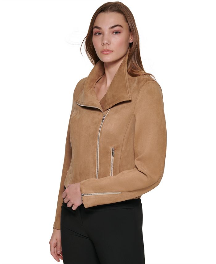 Calvin Klein Women's Faux Suede Moto Jacket - Macy's