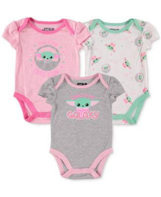 Baby Girls Yoda Envelope Shoulder Creepers Bodysuit, Pack of 3 - Macy's