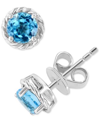 EFFY® Blue Topaz Rope-Framed Stud Earrings (1-1/3 ct. t.w.) in Sterling ...